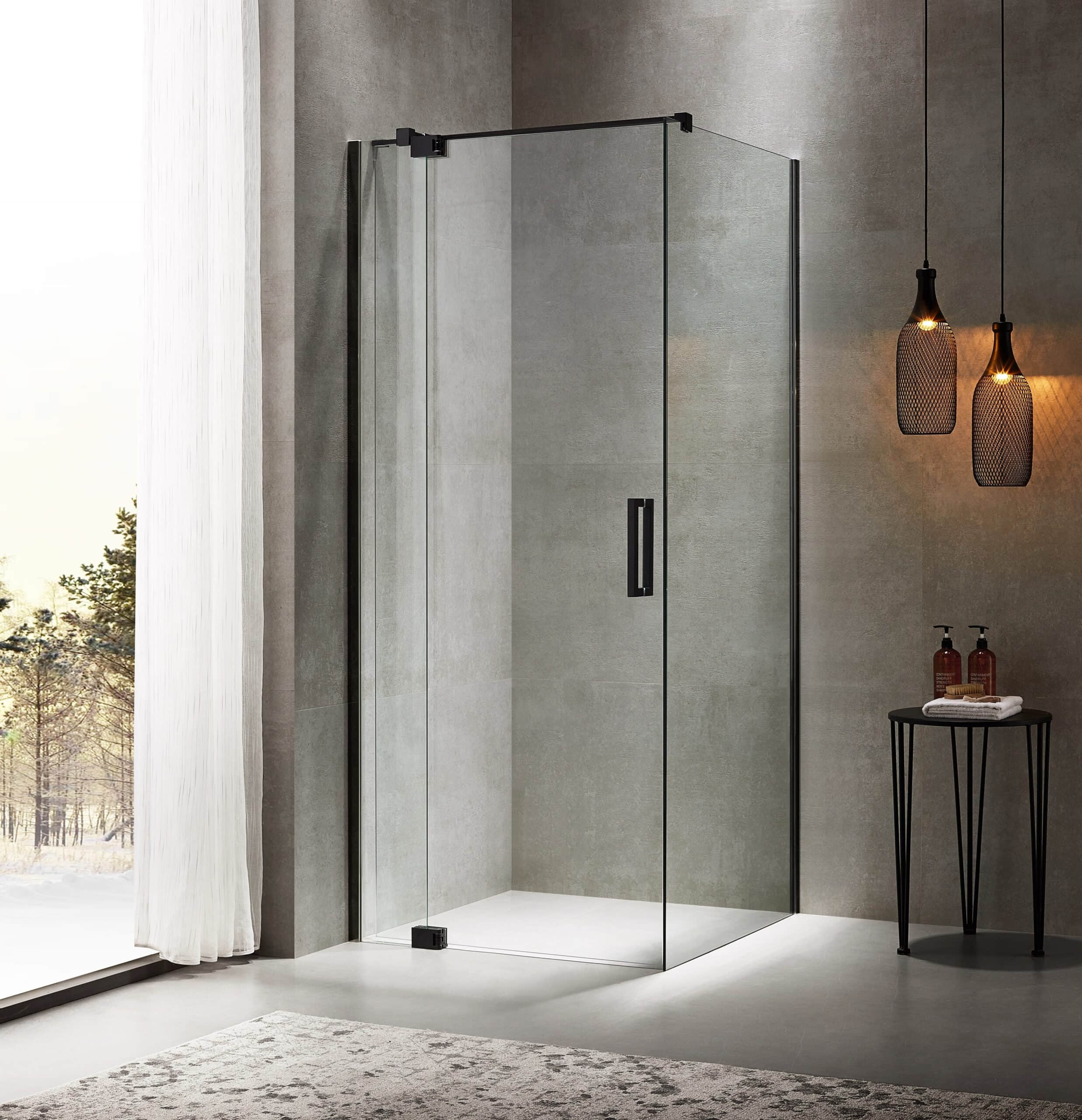 SHOWER BOX saftey glass matte black shower box JF90B - Jerry Kitchen ...